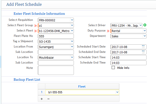 Fleet Scheduling System | Prism ERP Docs