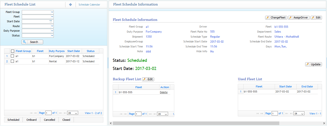 Fleet Scheduling System | Prism ERP Docs