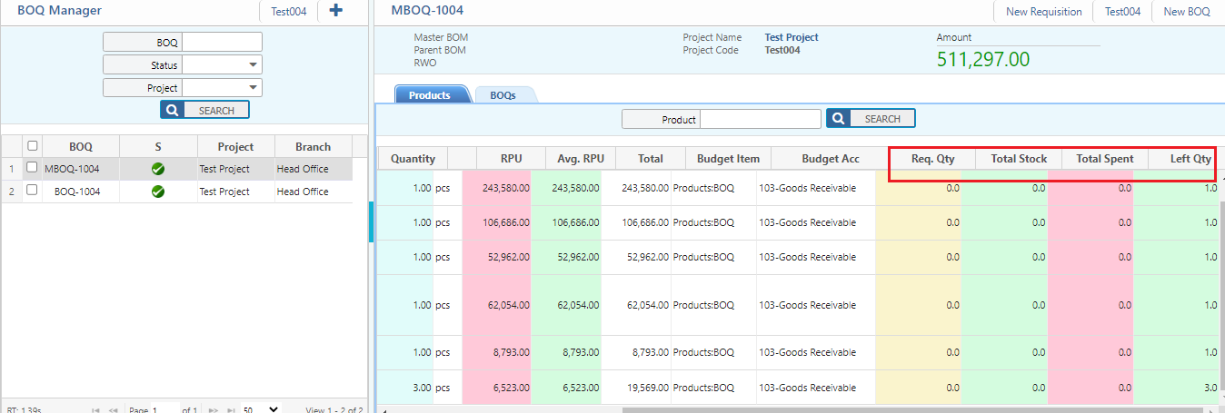 BoQ Progress Monitoring | Prism ERP Docs