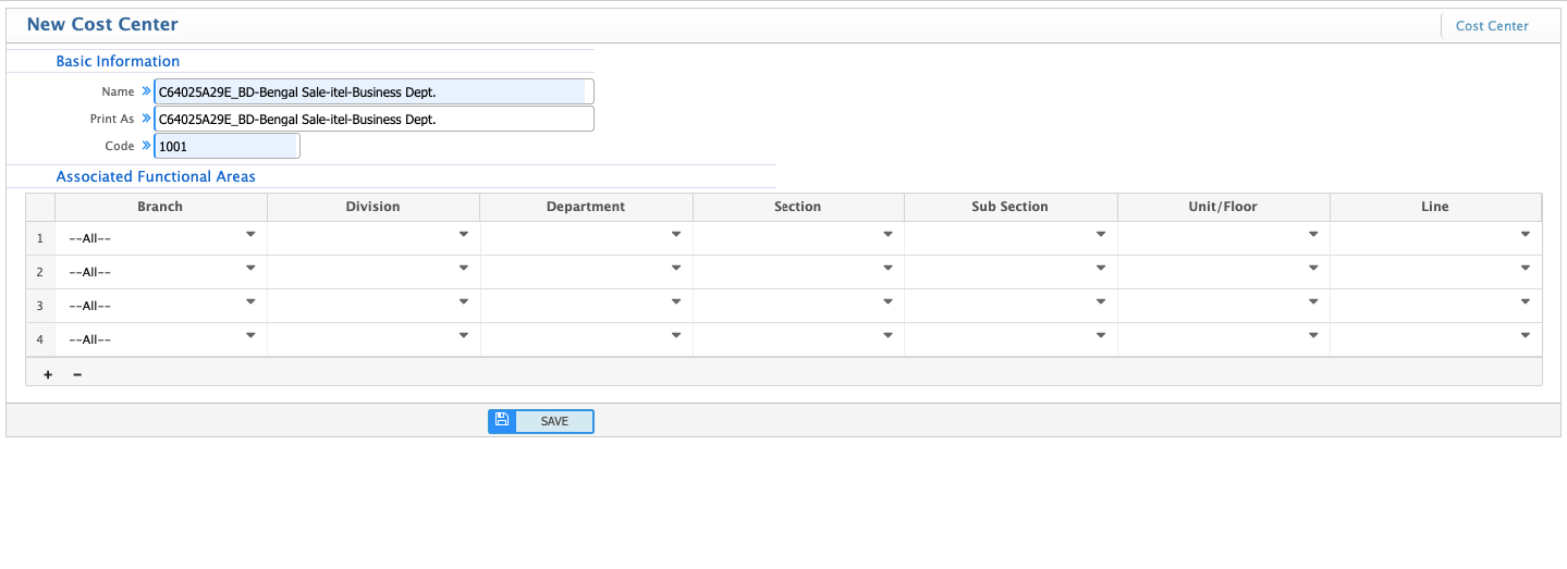 HR Cost Center Management | Prism ERP Docs